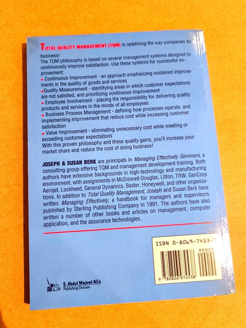 Total Quality Management Implementing Continuous Improvement Book By ...