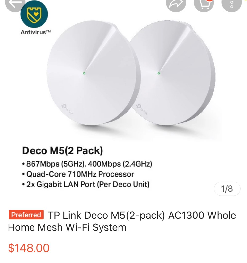 TP LINK deco M5 2 packs, Computers & Tech, Parts & Accessories ...