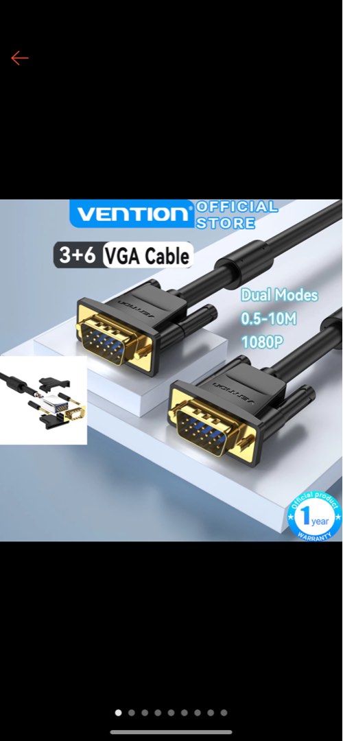 VGA cable 2m, Computers & Tech, Parts & Accessories, Cables & Adaptors ...