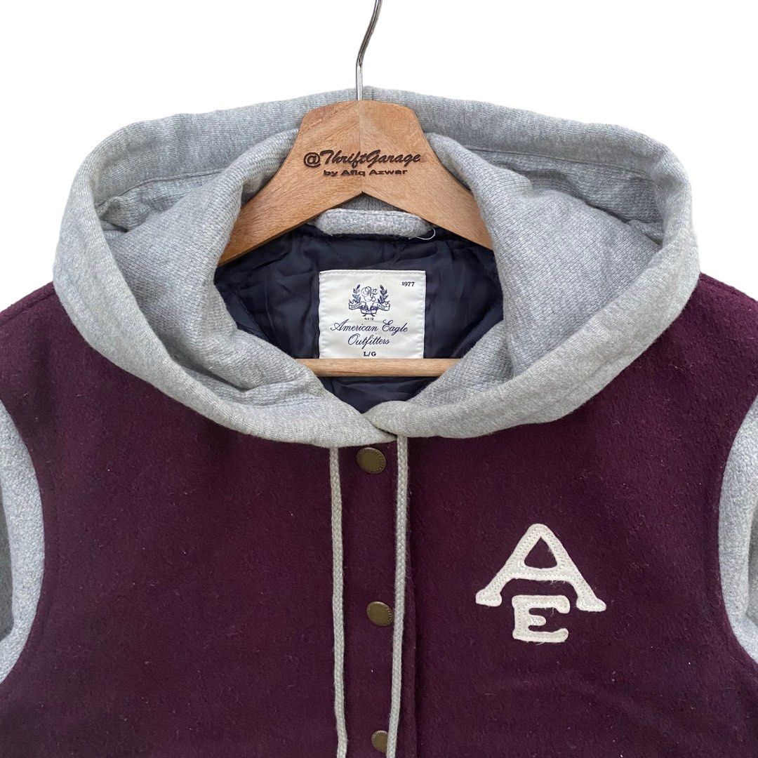 Vintage American Eagle Hooded Varsity Jacket, Men's Fashion, Coats ...