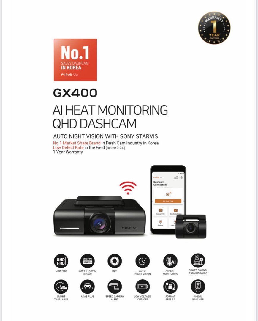 3K+ reviews! Korea FineVu GX400 2 Channels Dash Cam, Car Accessories ...