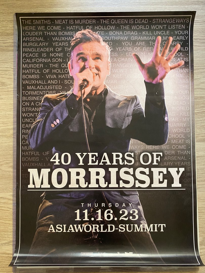 40 Years of Morrissey poster A1 size, 興趣及遊戲, 收藏品及紀念品, 明星周邊 - Carousell