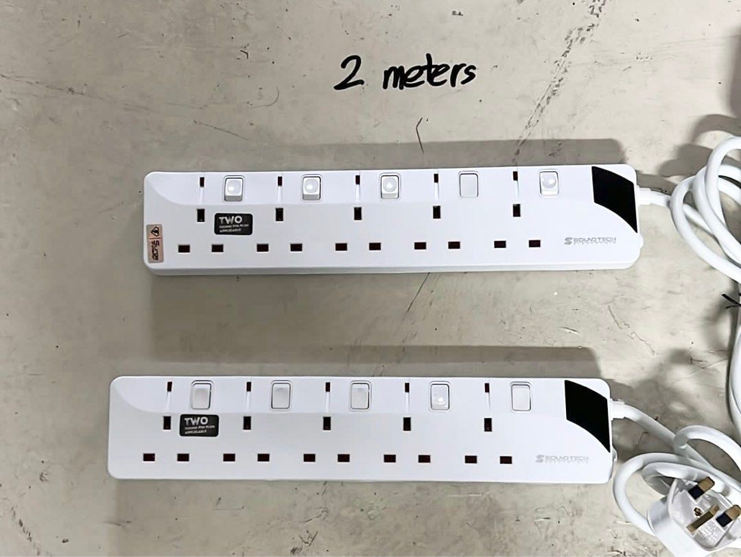 4/5/6 Way Power Extension Socket with Surge Protector Power Strip Cord ...