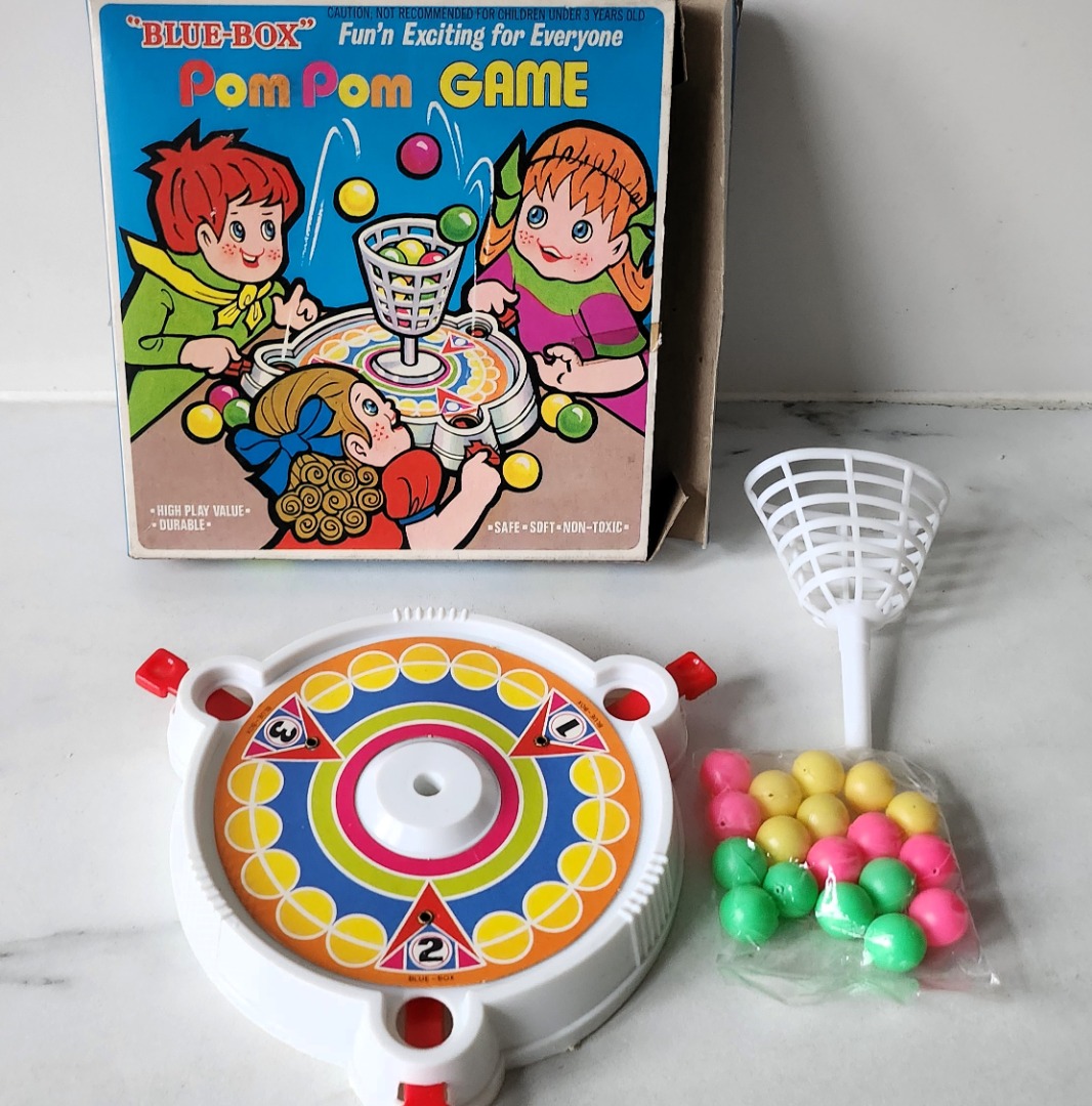 懷舊香港玩具.香港製造玩具 Made in Hong Kong Blue Box Pom Pom Game. 名牌Blue Biox70年代 ...