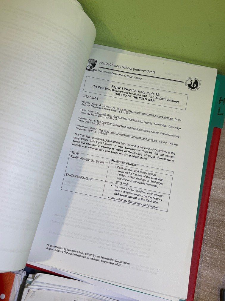 ACSI IB HL History notes + Misc. notes (Softcopy only) , Hobbies & Toys ...