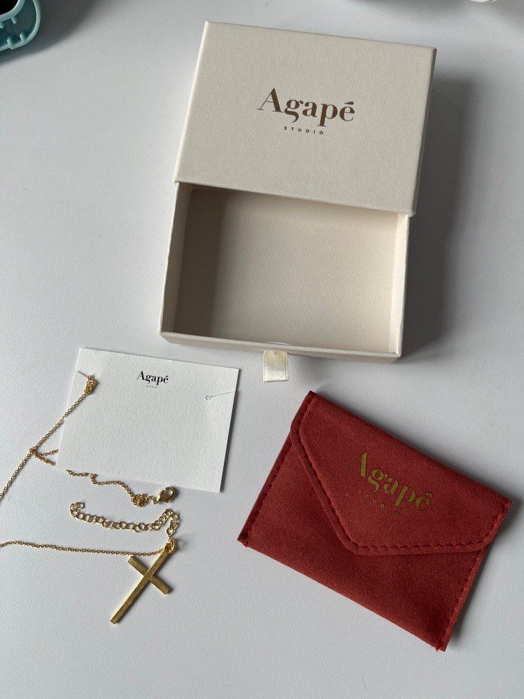 AGAPE STUDIO CROSS NECKLACE (GOLD) MADE IN FRANCE, Luxury, Accessories ...