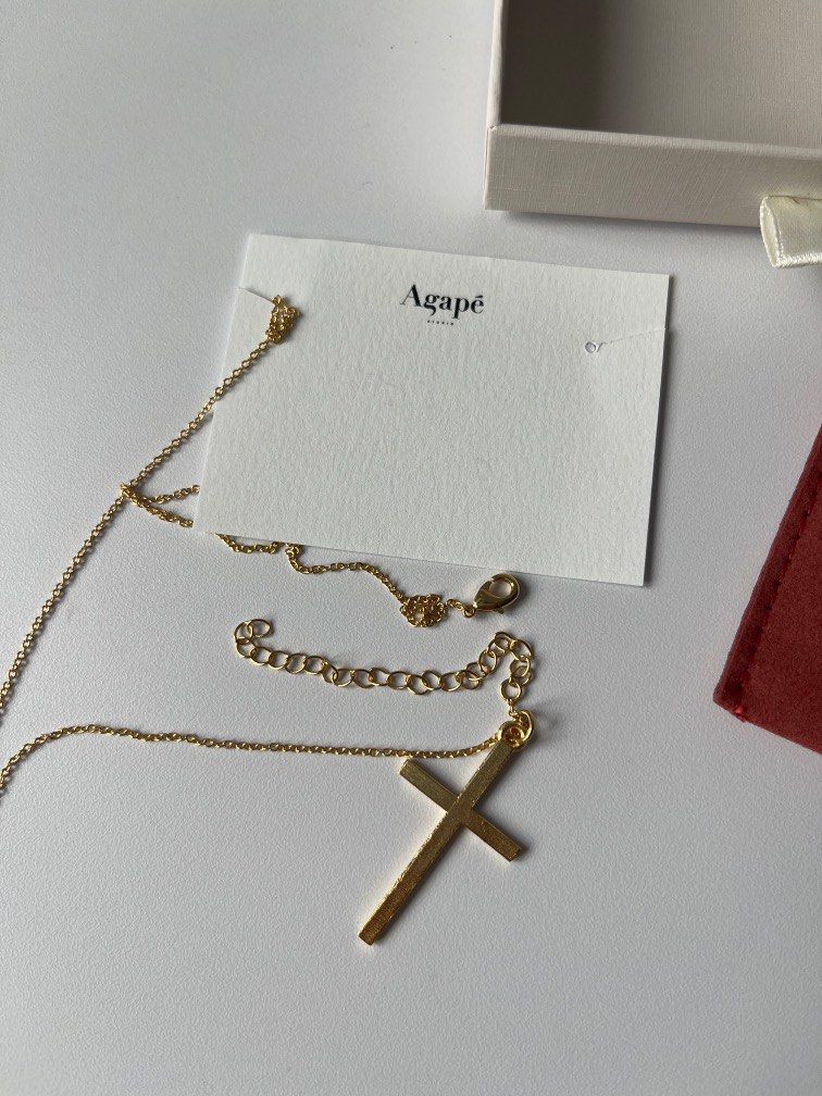 AGAPE STUDIO CROSS NECKLACE (GOLD) MADE IN FRANCE, Luxury, Accessories ...