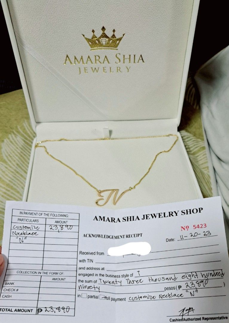 Amara Shia Jewelry Customized 18k Gold Necklace Letter Pawnable, Women ...
