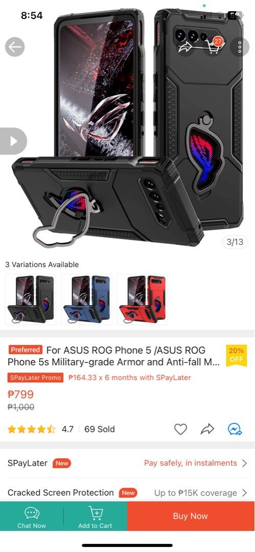 ASUS ROG 5 Military-Grade Armor and Anti drop bracket Mobile Phone Case ...