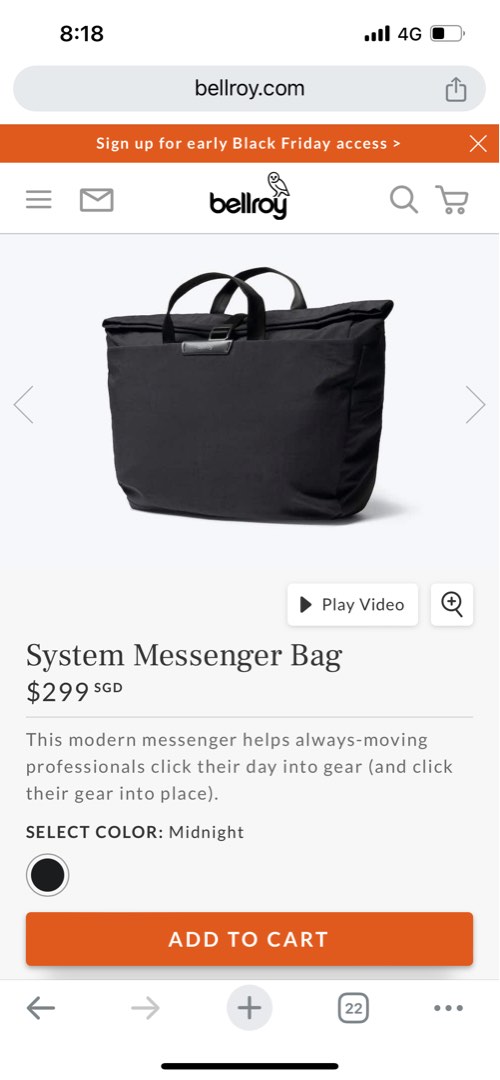 Bellroy System Messenger Bag, Women's Fashion, Bags & Wallets, Cross ...