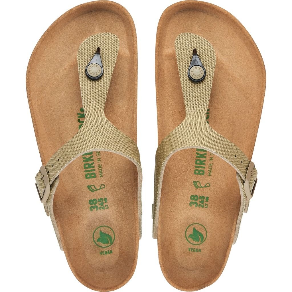 Birkenstock Gizeh Rivet Logo Vegan Canvas Faded Khaki, Women's Fashion ...