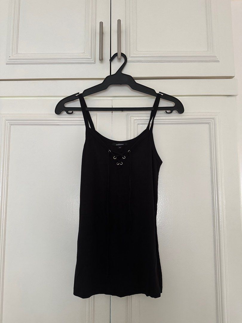 Black Thin Strap Top, Women's Fashion, Tops, Others Tops on Carousell