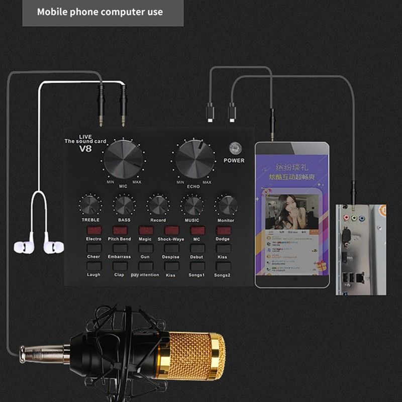 Bluetooth V8 2rd Generation Sound Card Live Voice Changing Card for ...