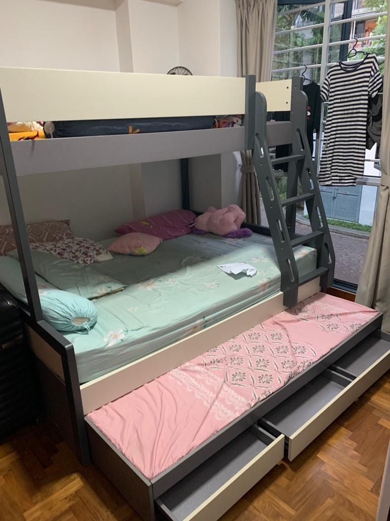 Bunk Bed with Sliding Bed Inbuilt, Furniture & Home Living, Furniture ...