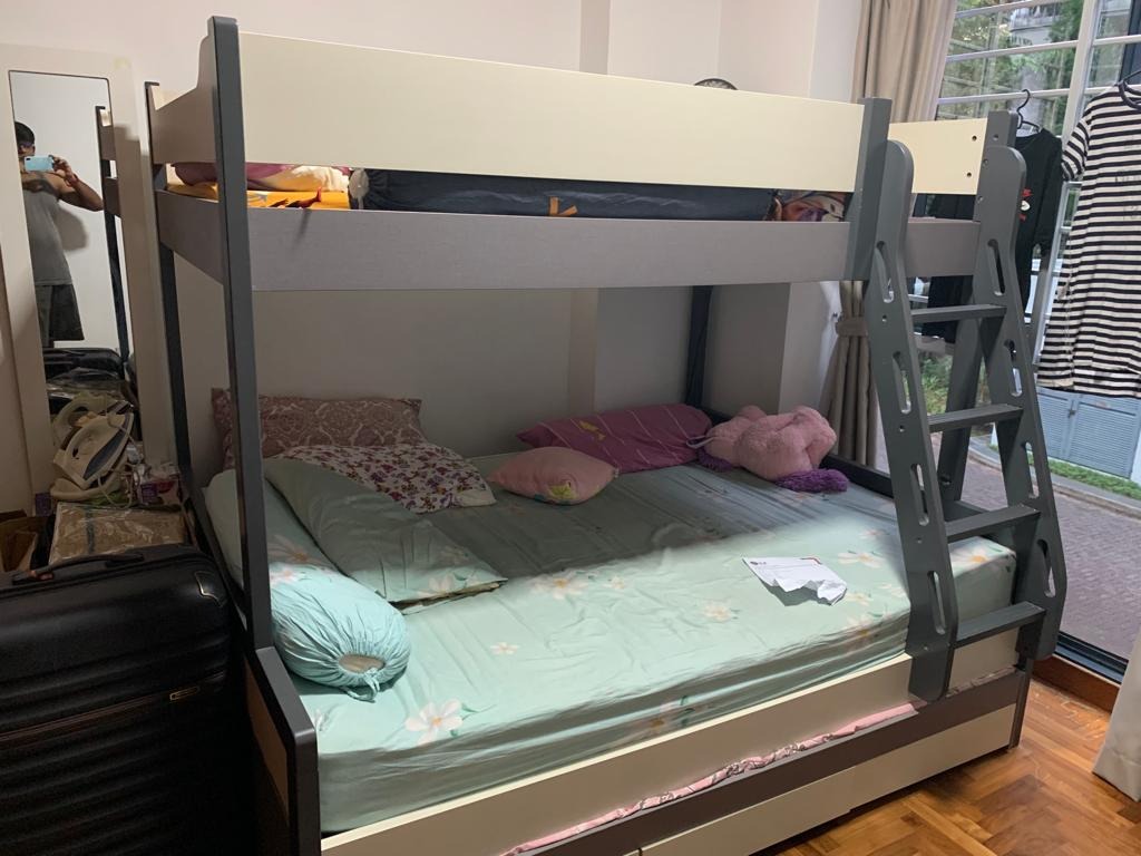 Bunk Bed with Sliding Bed Inbuilt, Furniture & Home Living, Furniture ...