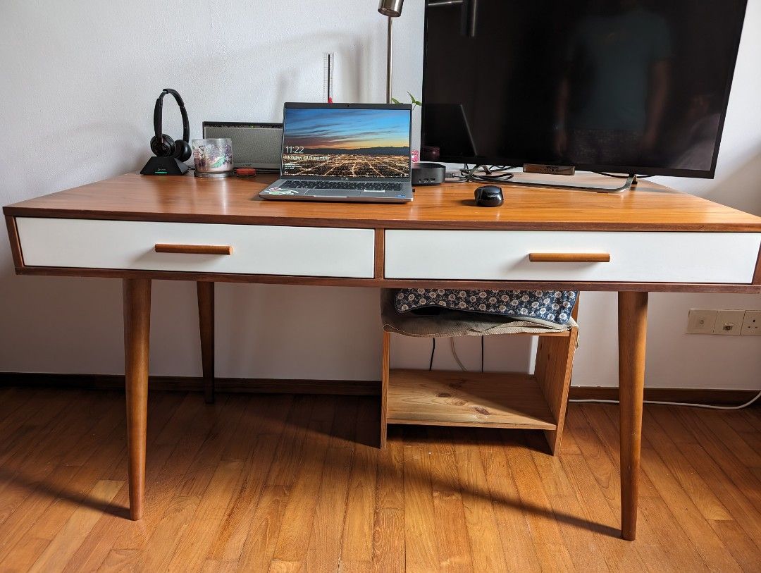 Castlery Wooden Study Table with drawers, Furniture & Home Living ...