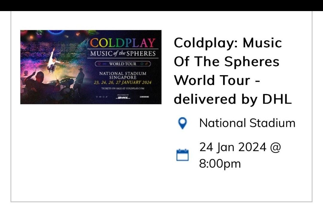 Coldplay 2024 concert, Tickets & Vouchers, Event Tickets on Carousell