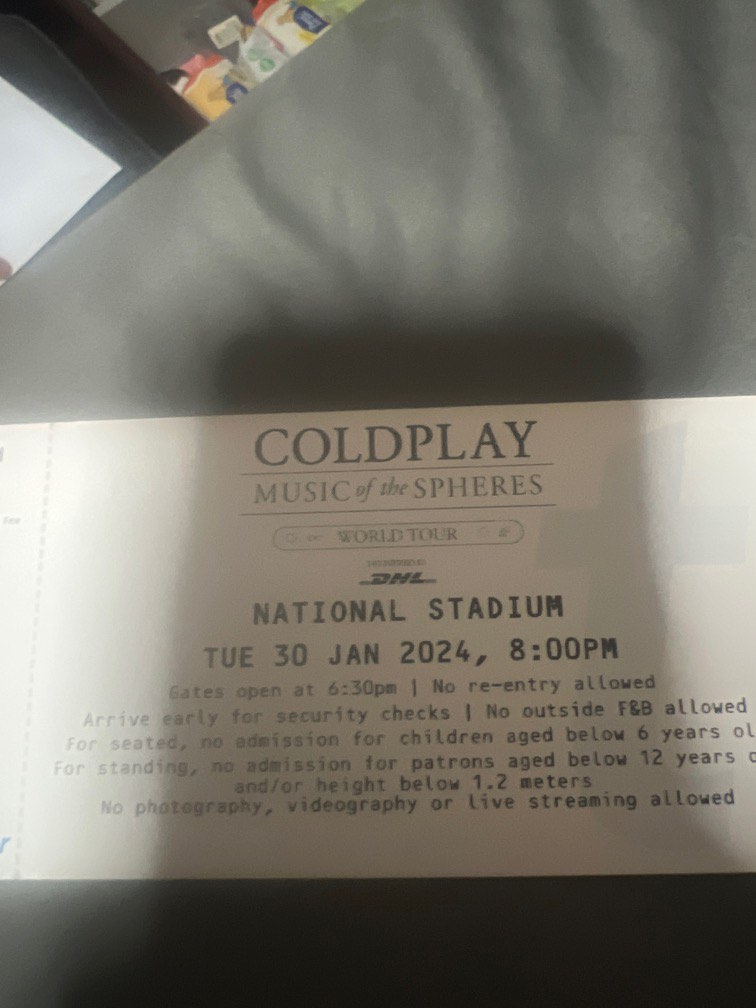 Coldplay tickets ( 30th Jan ), Tickets & Vouchers, Event Tickets on ...