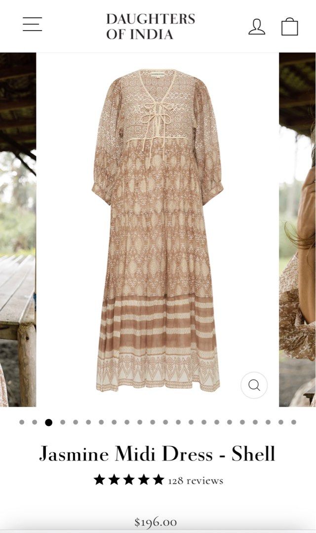 Daughter of India Jasmine Midi Dress - Shell, XS, Women's Fashion ...