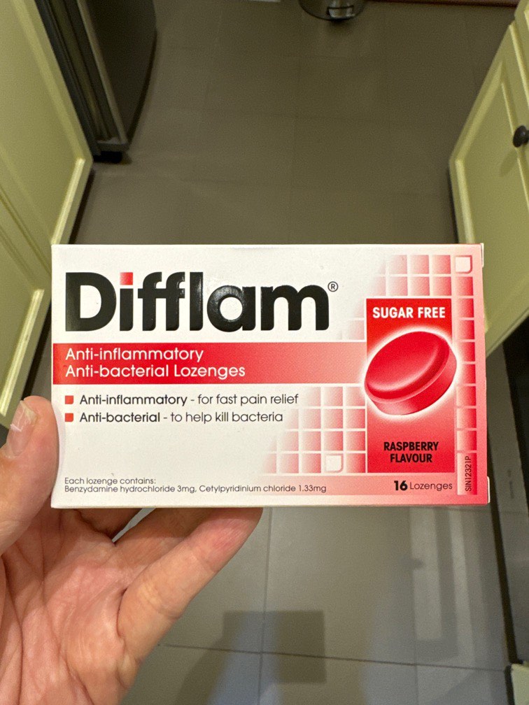 Difflam Anti-bacterial Rasberry Sugar free 16 Lozenges, Health ...