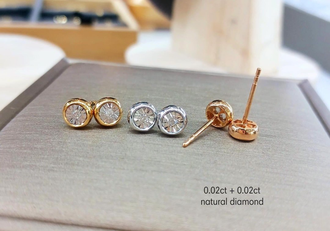 Donut Diamond illusion Stud 18K HK Solid Gold, Women's Fashion, Jewelry & Organizers, Earrings ...