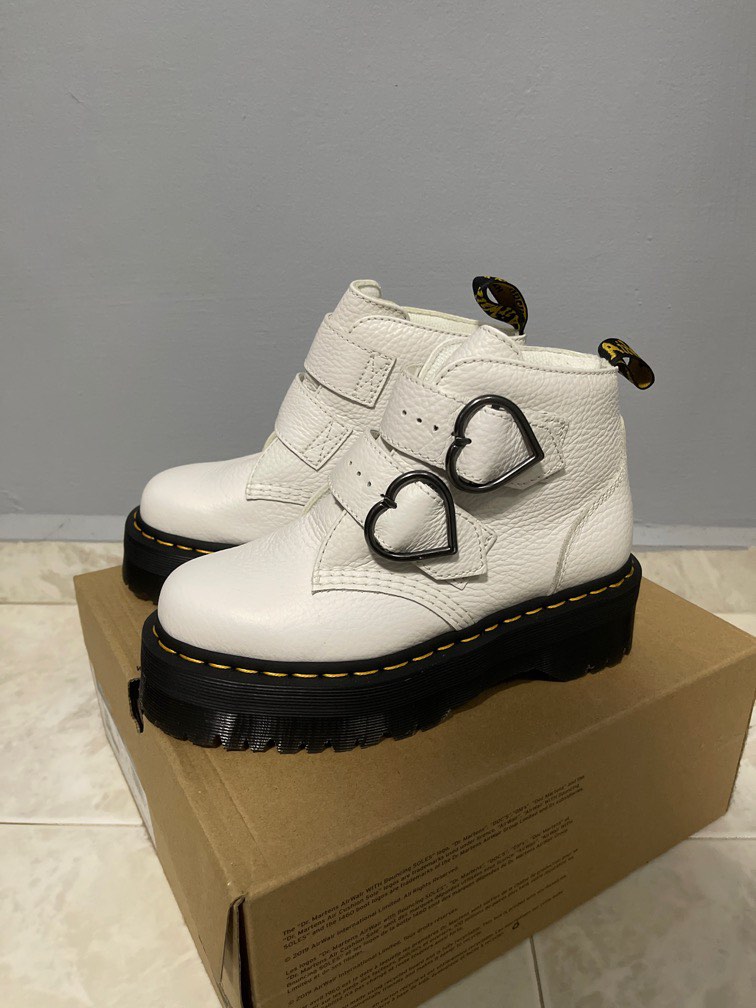 Dr Martens White Devon Hear Boots, Women's Fashion, Footwear, Boots on ...