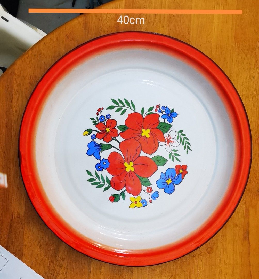 Dulang Tray Klasik Floral Enemalware, Furniture & Home Living ...