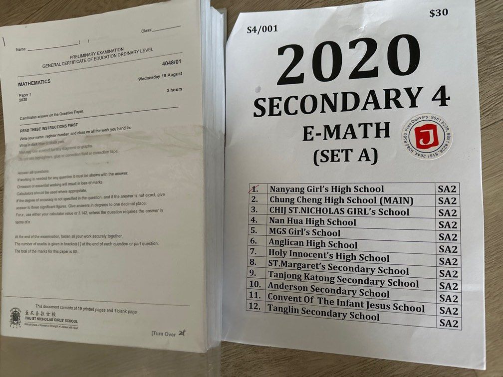 E-math past year paper o levels 2020, Hobbies & Toys, Books & Magazines ...