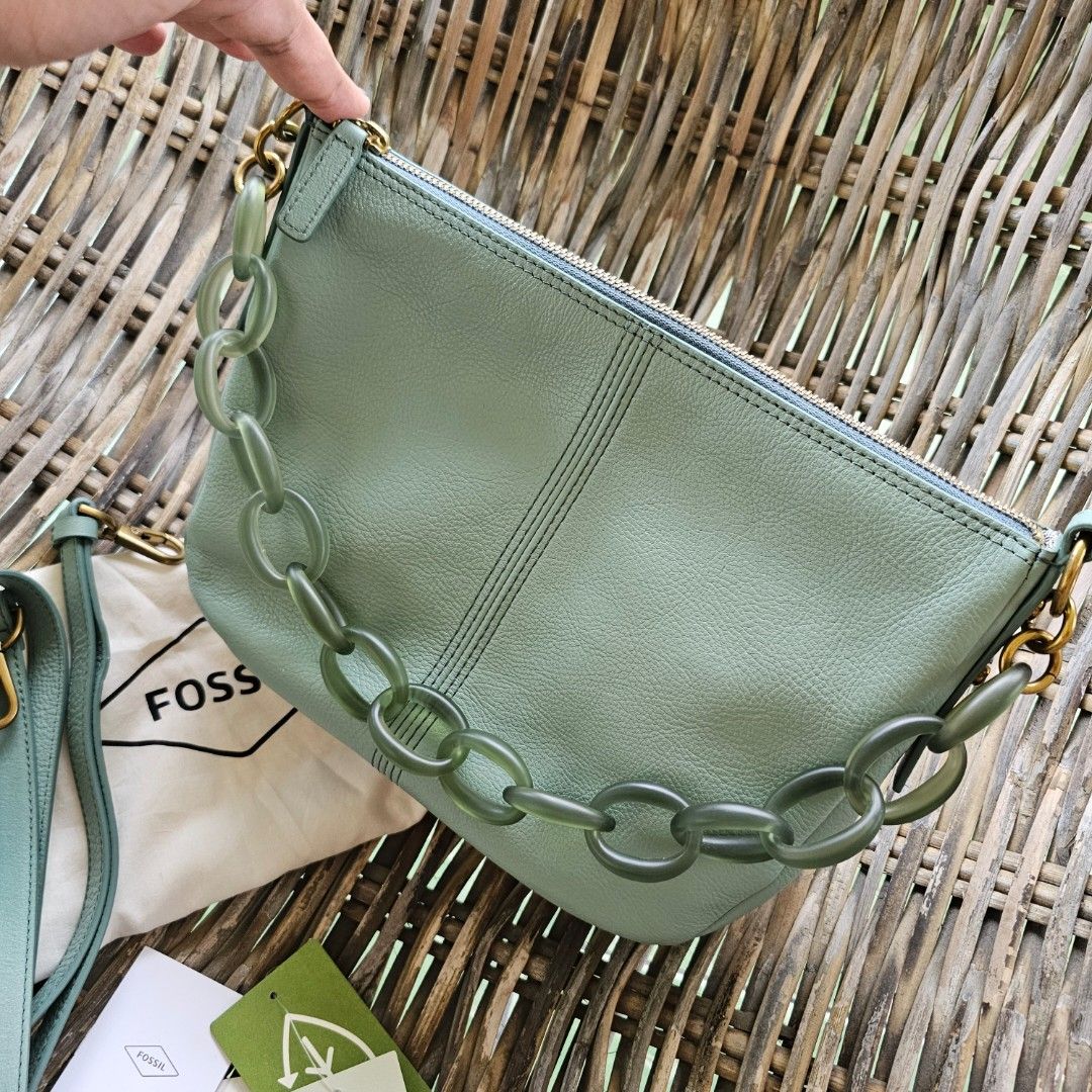 Fossil Jolie Crossbody Bag Sage Green Chain, Women's Fashion, Bags ...
