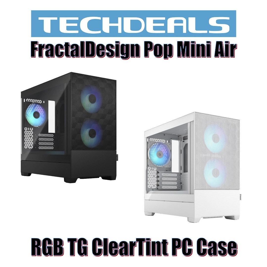 FractalDesign Pop Mini Air RGB TG ClearTint PC Case - Black | White ...