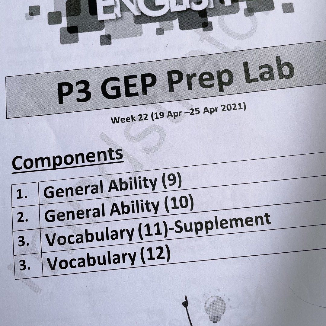 GEP Intensive Learning THICK STACK Prep Papers MS English Math, Hobbies ...