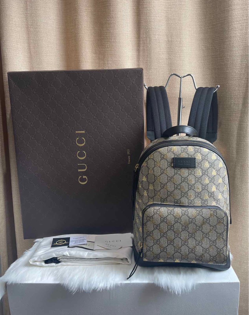 Gucci GG Supreme Bee Backpack limited edition, Luxury, Bags & Wallets ...