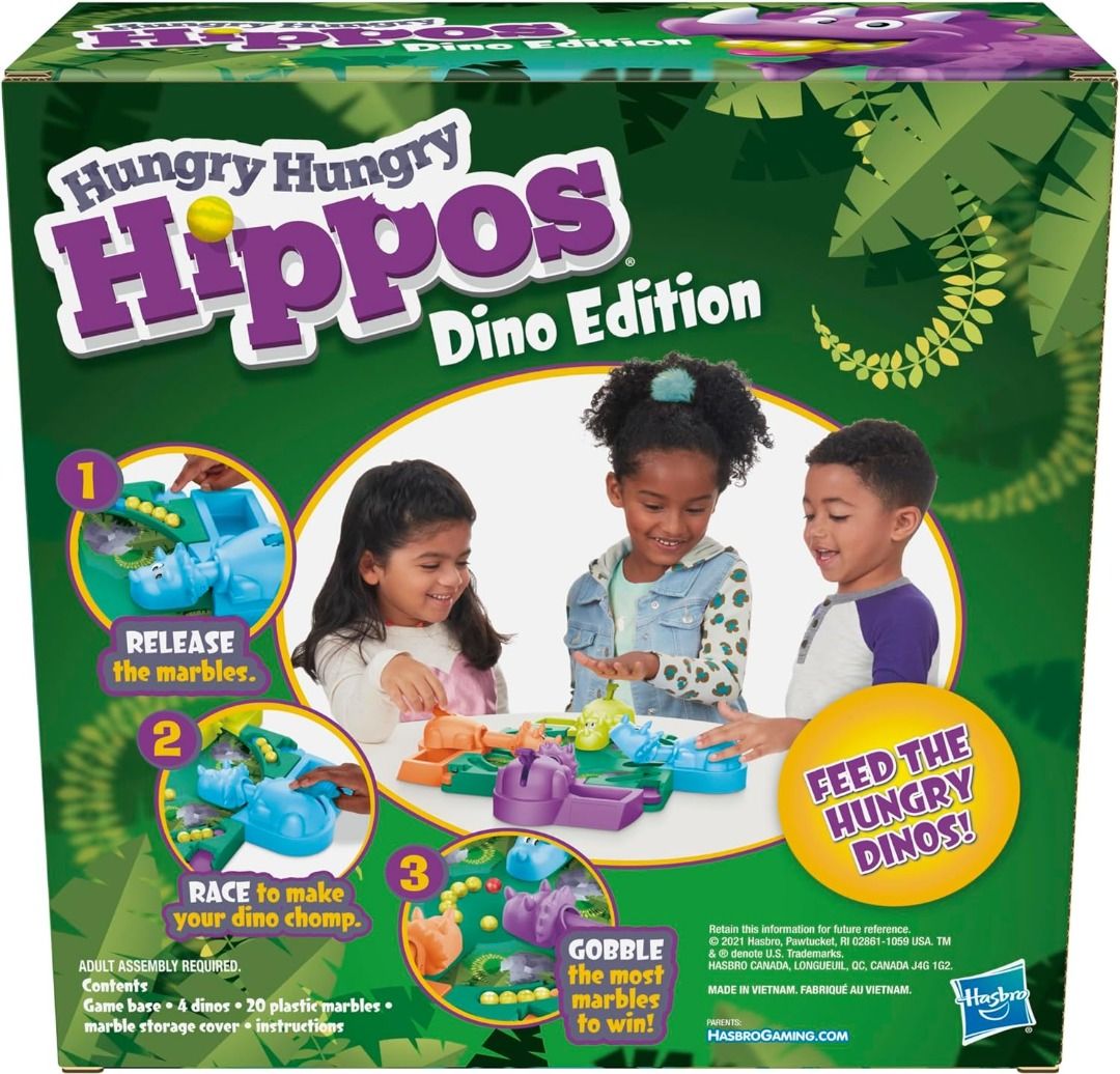 Hasbro Gaming Hungry Hungry Hippos Dino Edition Board Game, Pre-School ...