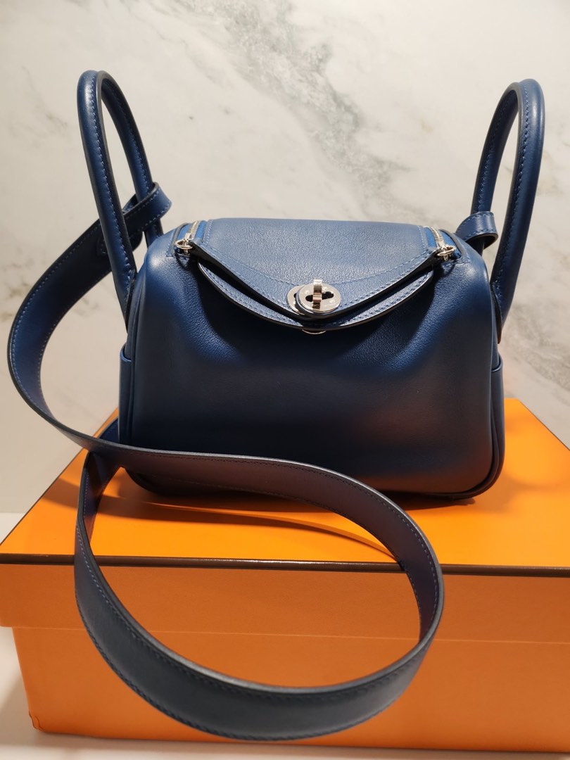 Hermes Lindy Mini in Swift Deep Bleu, Luxury, Bags & Wallets on Carousell