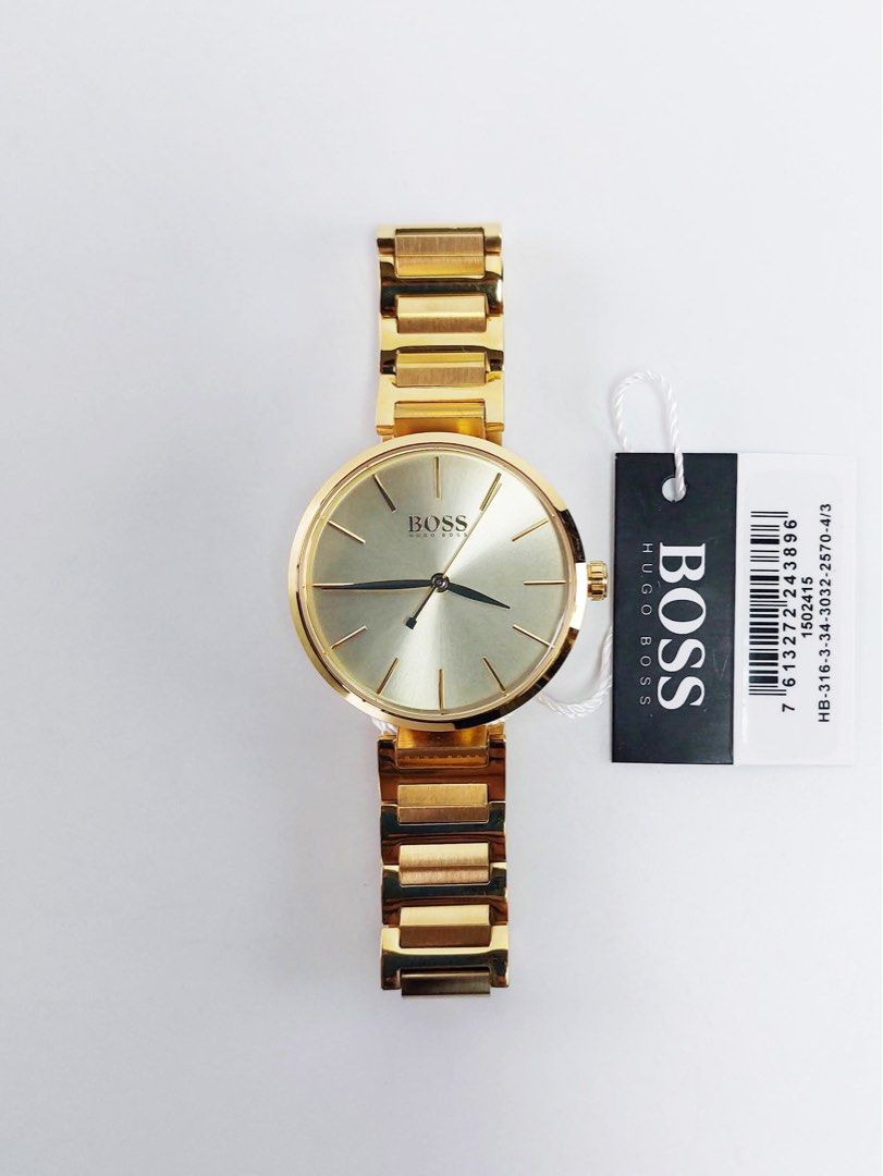 HUGO BOSS Gold tone stainless steel Ladies watch, Women's Fashion ...
