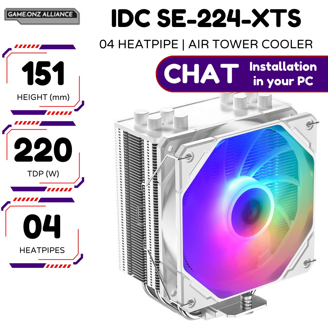 ID-COOLING SE-224-XTS ARGB WHITE | CPU COOLER AIR TOWER COOLER ...