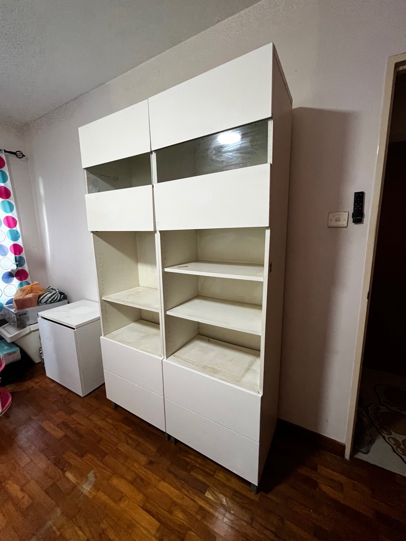 IKEA cabinet ($50) , rotation book shelf ( $30), small base cabinet ...