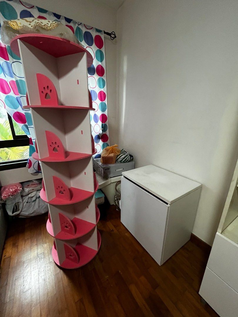 IKEA cabinet ($50) , rotation book shelf ( $30), small base cabinet ...