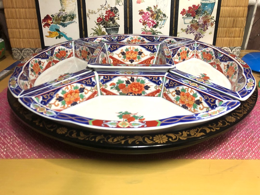 Japanese rotating hors d’oeuvre porcelain pottery, Furniture & Home ...