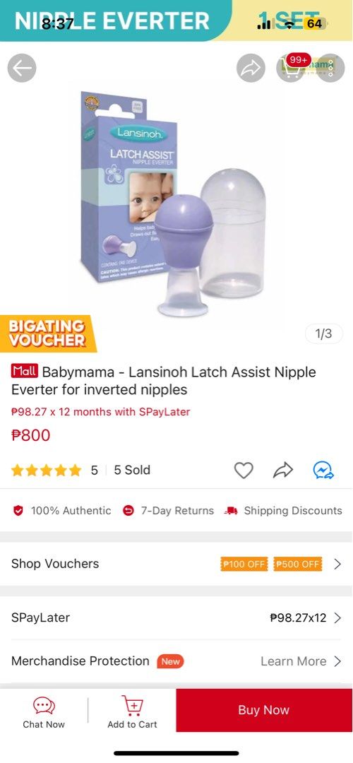 Lansinoh latch assist nipple puller / everter, Babies & Kids, Nursing ...