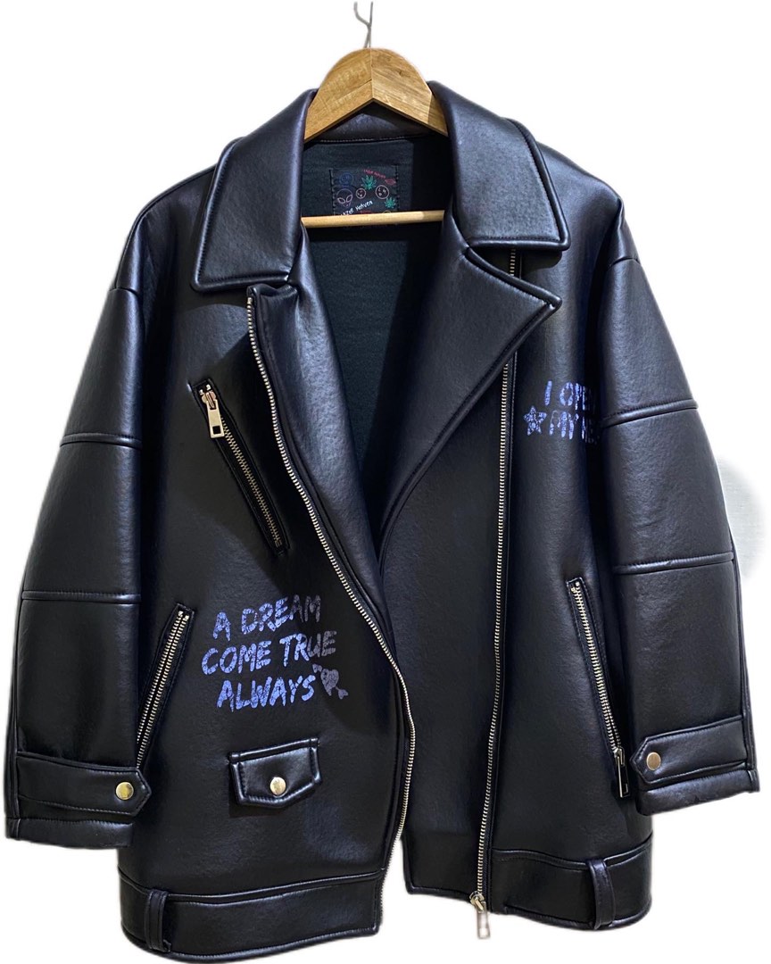 Lazer Heaven Faux Leather Jacket, Women's Fashion, Coats, Jackets and ...