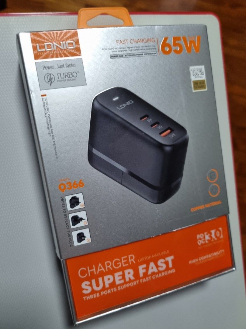 Ldnio GaN 65w usb C charger travel fast charging adapter QC4.0+ PD 3.0 ...