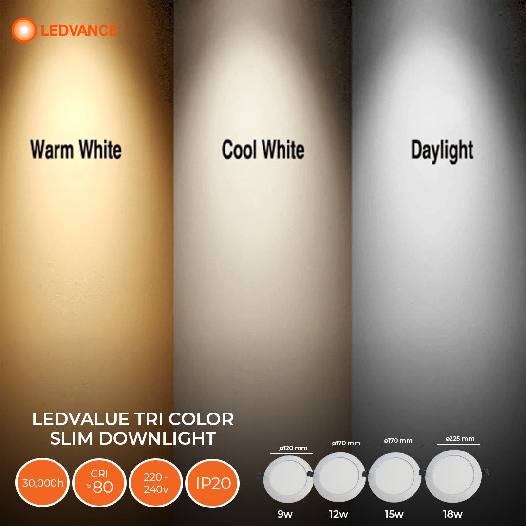 LED Eco Slim Downlight Tri Color | Ledvance, Furniture & Home Living ...