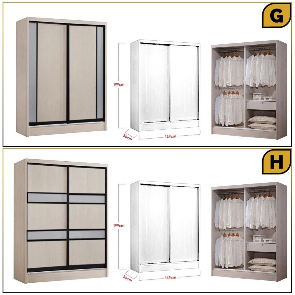 Left 1 - 199cm Tall 5 Feet Sliding Wardrobe, Furniture & Home Living ...