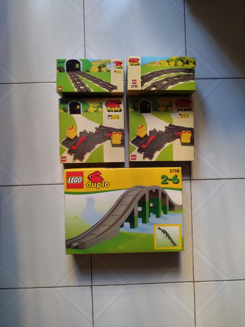 樂高 火車軌 Lego Duplo Train Tracks & Bridge 2734 2735 2736x2 2738 , 興趣及遊戲 ...