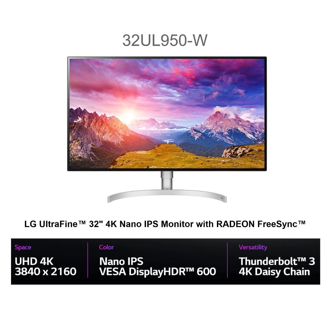 LG 32UL950-W 32" Class Ultrafine 4K UHD LED Monitor with Thunderbolt 3 ...