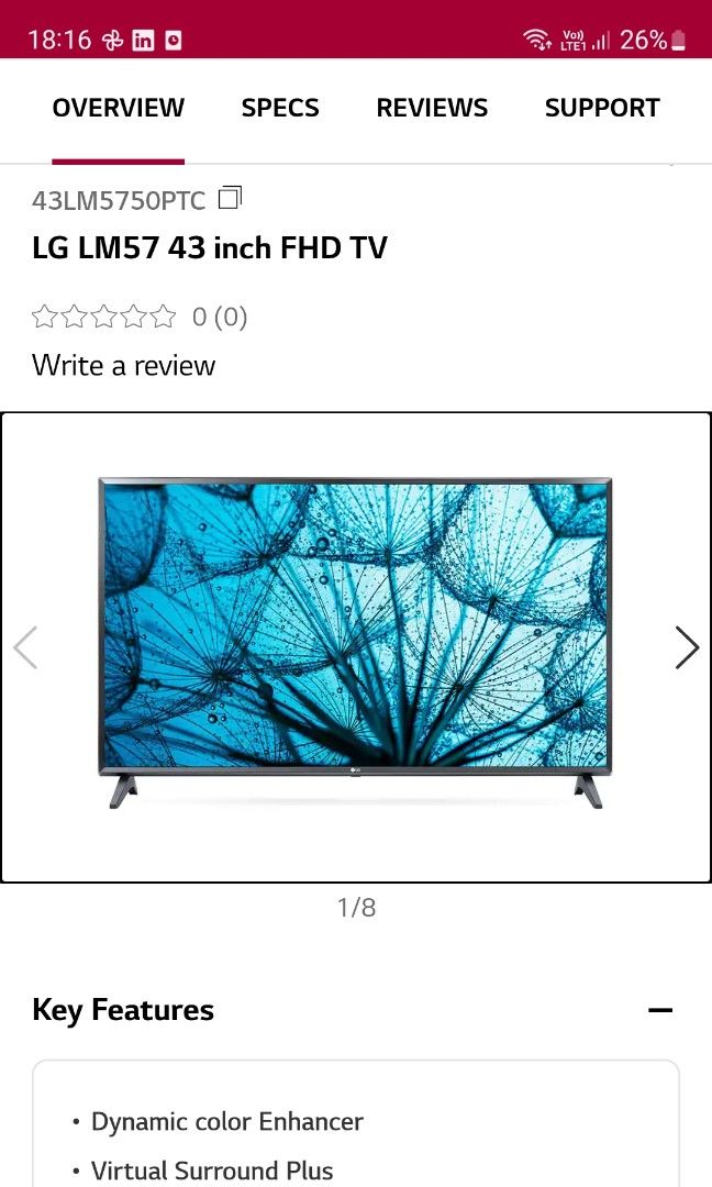 LG 43 inch Smart Full HD Led TV 43LM5700, TV & Home Appliances, TV ...