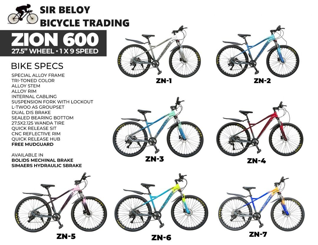 LIGHTSPEED ZION 600 1x9 27.5 Alloy MTB Hydraulic Disc Brake Mountain Bike, Sports Equipment ...