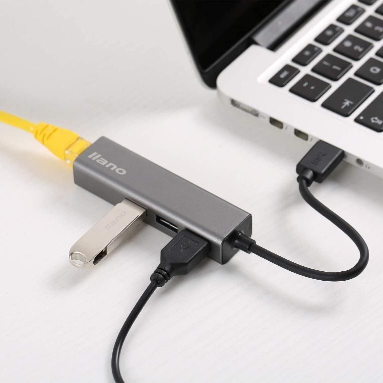 llano USB to Ethernet Adapter, 3-Port USB 3.0 Hub with RJ45 10/100/1000 ...