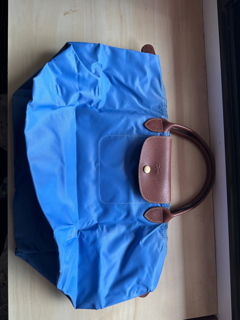 Long champ medium size tote bag in blue, Women's Fashion, Bags ...